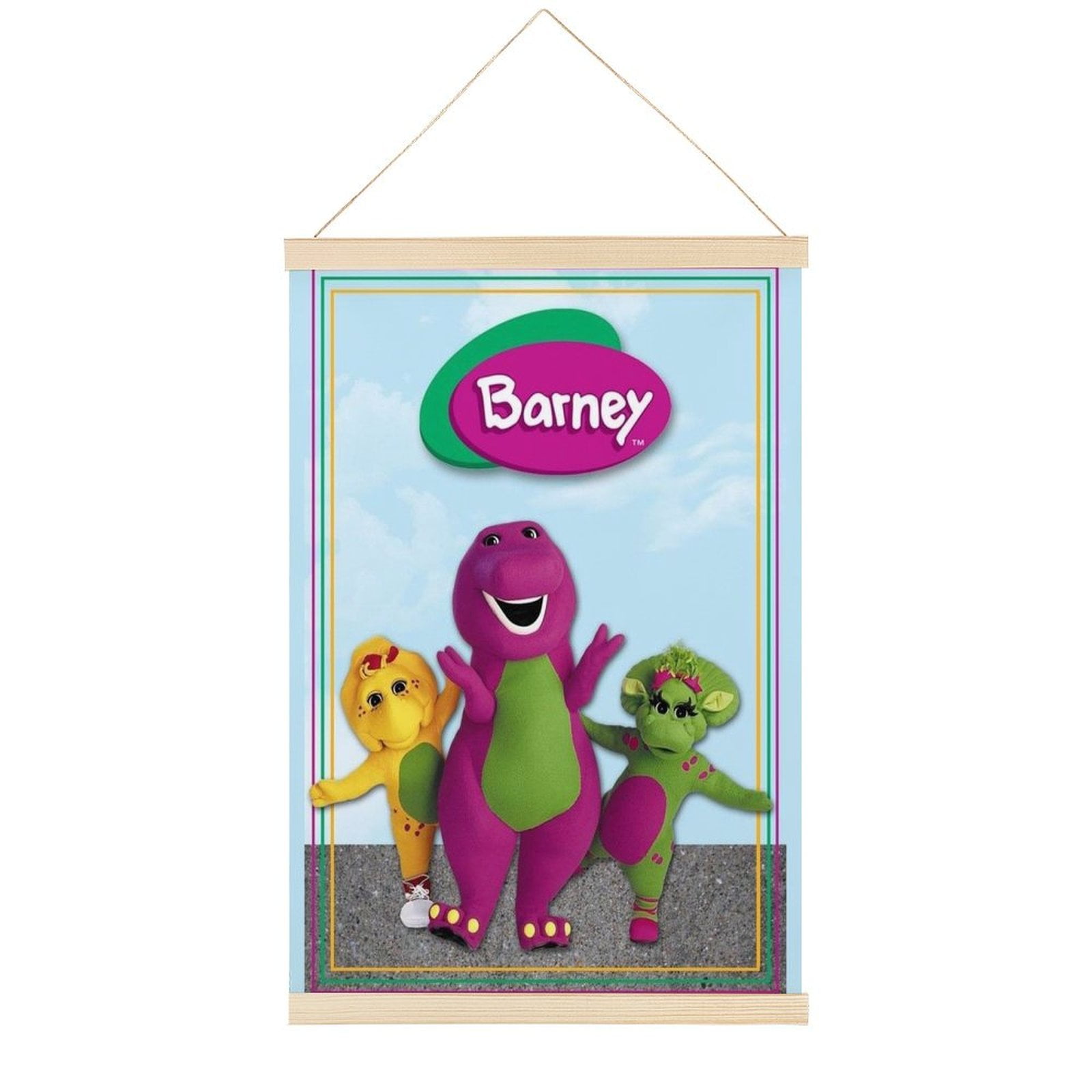 Barney And Friends Scroll Magnetic Poster Wall Picture Art Wood Frame ...