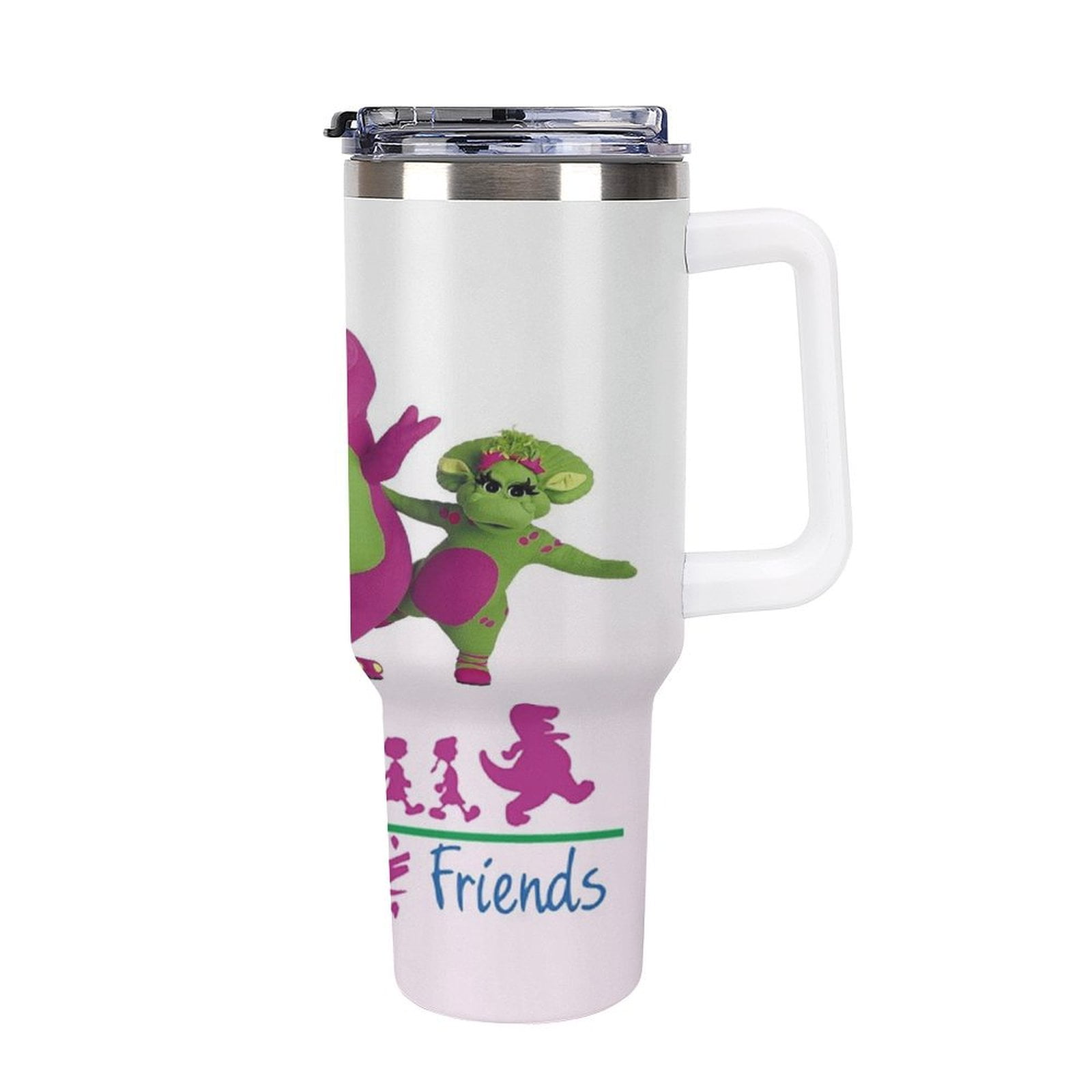 Barney And Friends Stainless Steel Tumbler with Handle and Straw Fits ...
