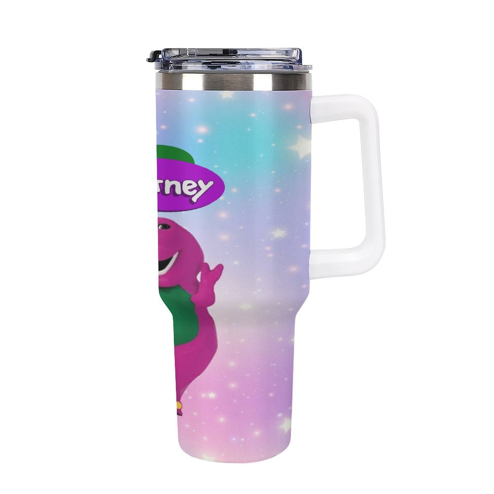 Barney And Friends Stainless Steel Tumbler with Handle and Straw Fits ...