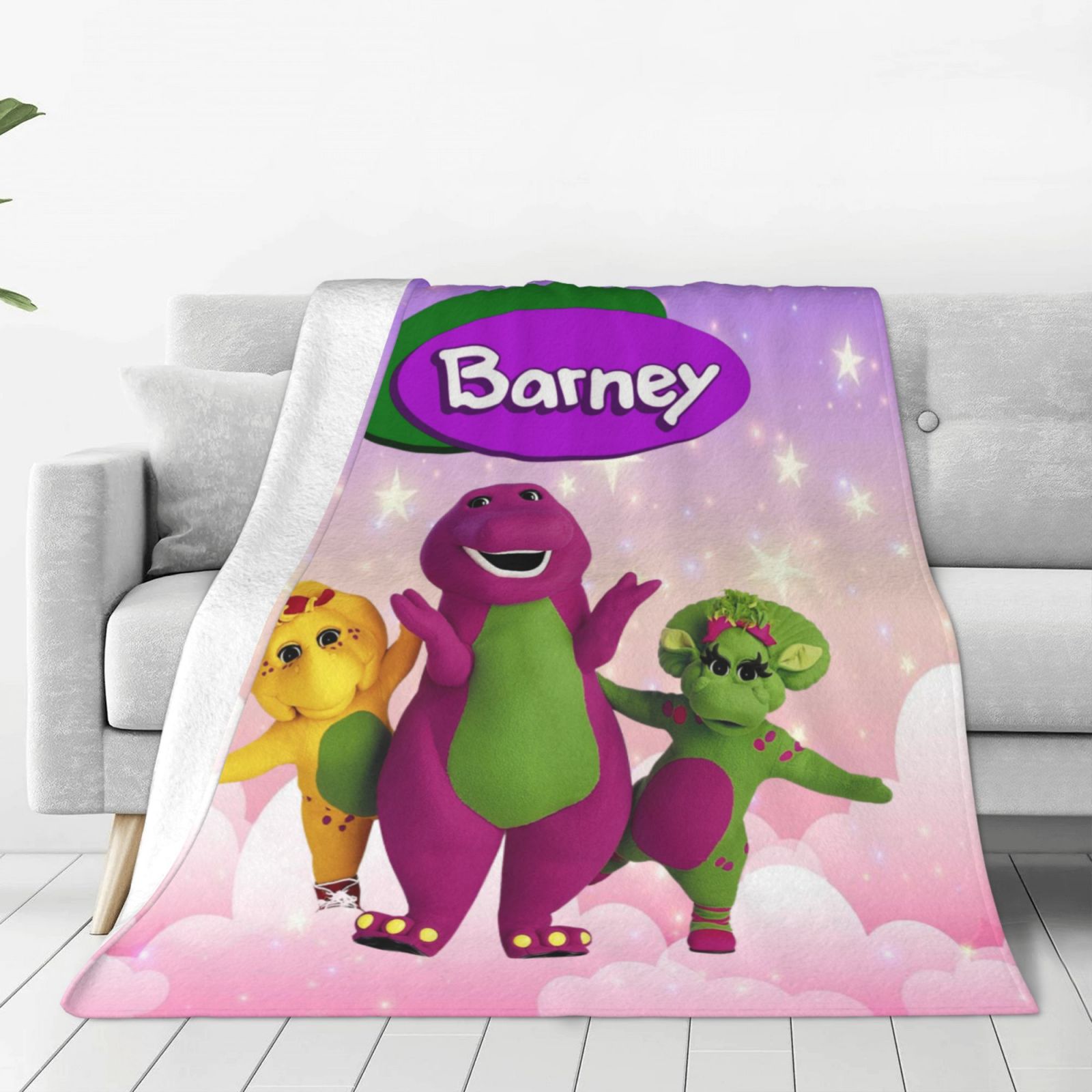 Barney And Friends Super Soft Blanket Cute Blanket All Season Flannel ...