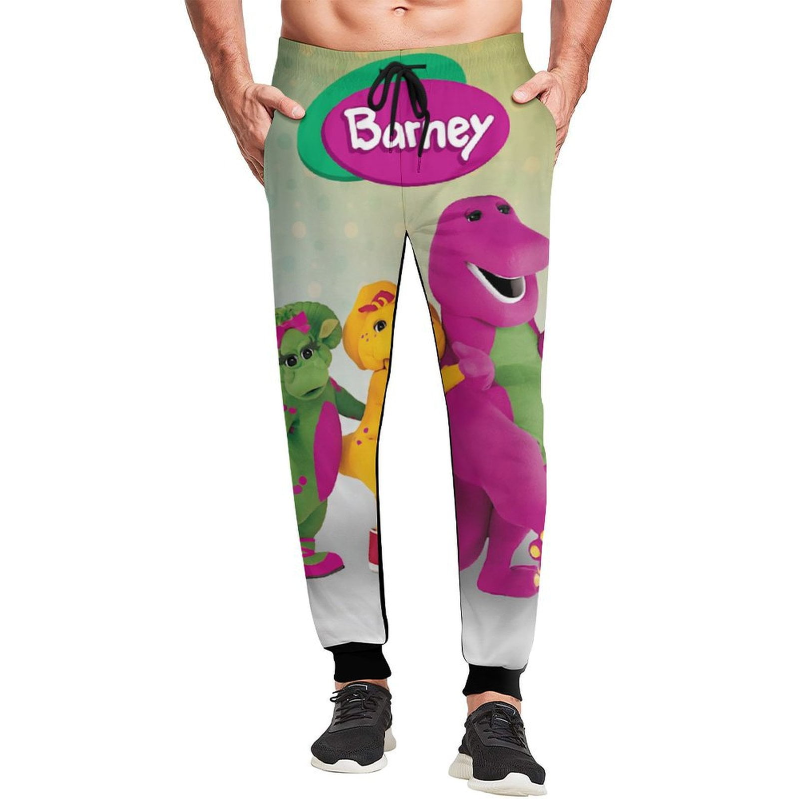 Barney And Friends Sweatpants for Men, Novelty Printed Elastic Waist ...
