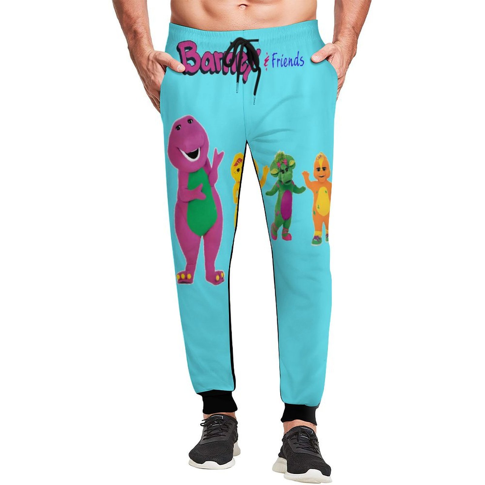 Barney And Friends Sweatpants for Men, Novelty Printed Elastic Waist ...