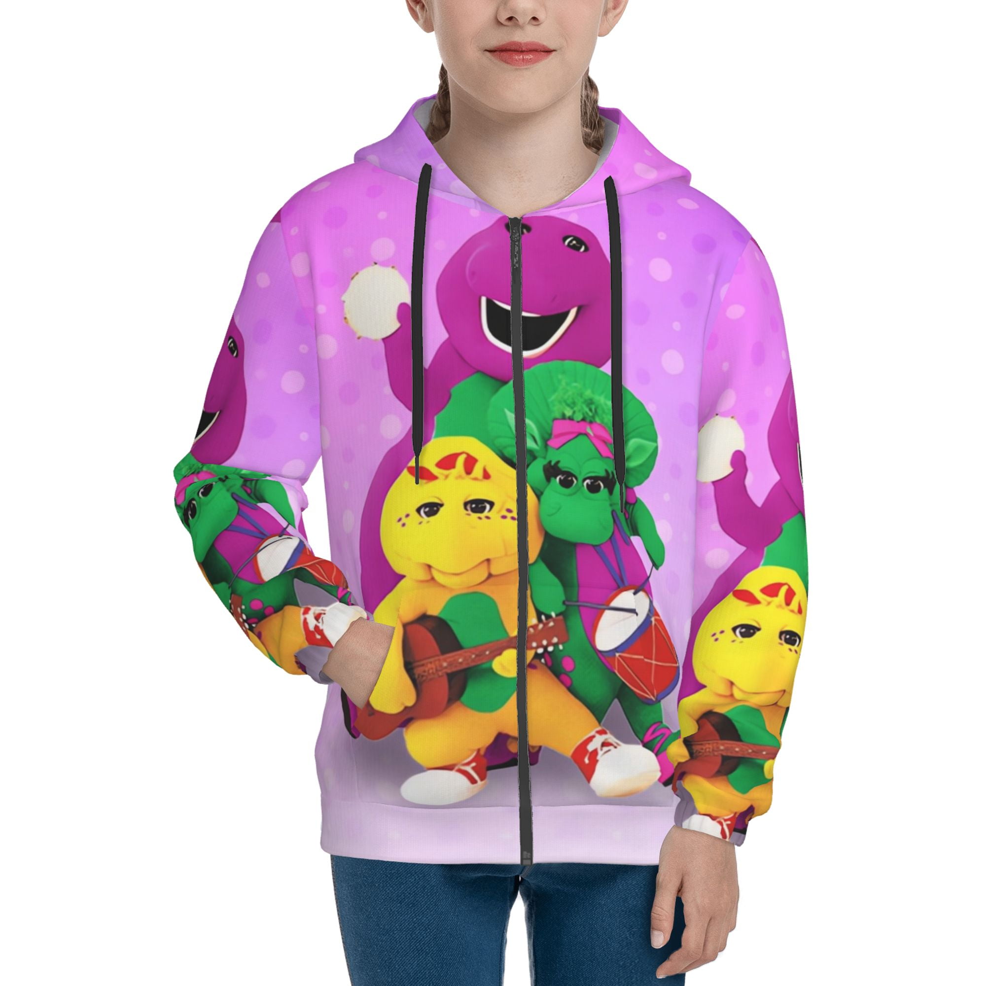 Barney And Friends Teens Boys Girls Zip Up Hoodies 3d Print Long Sleeve ...