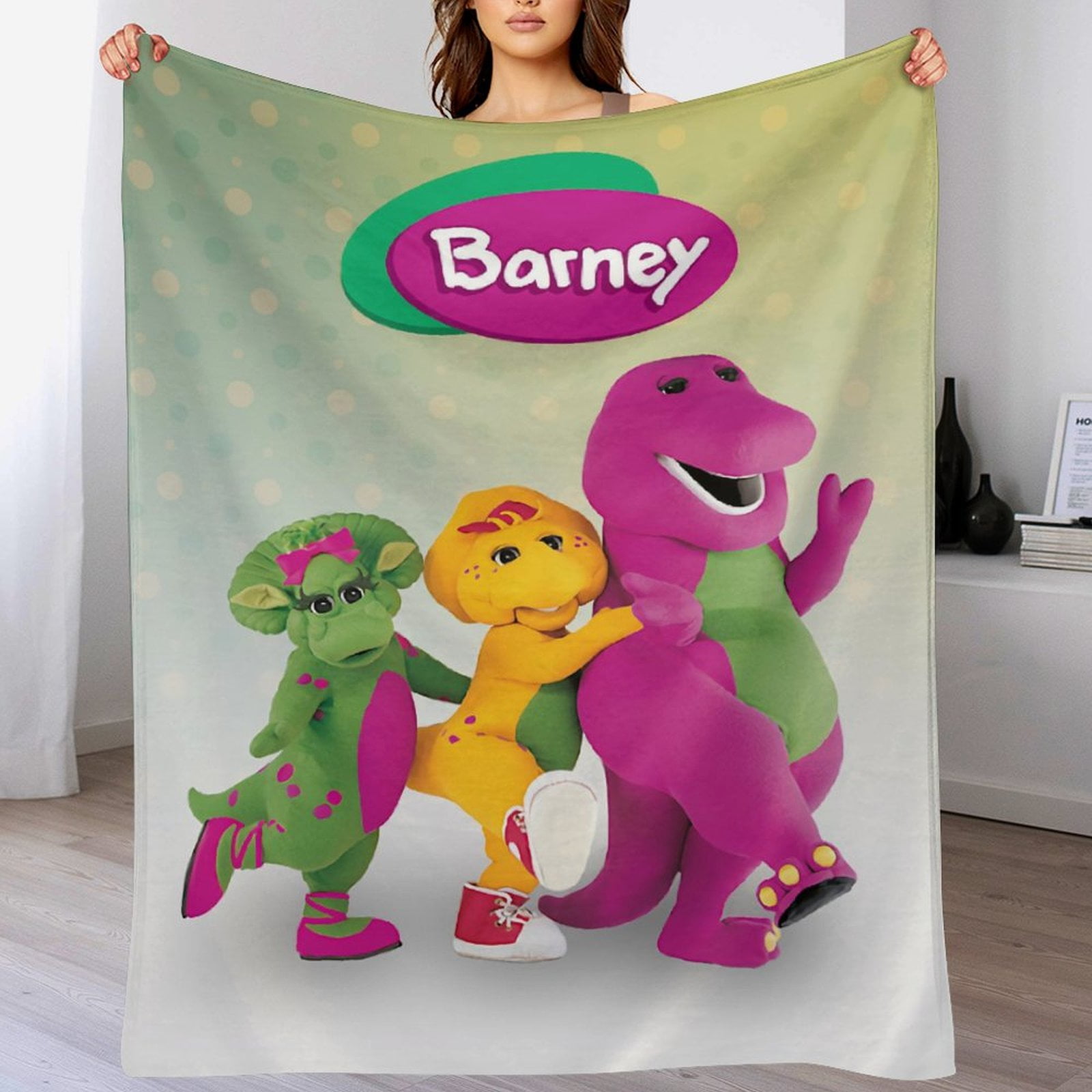 Barney And Friends Throw Blanket Cozy Warm Flannel Blanket for Living Room Bedroom Bed Sofa ...