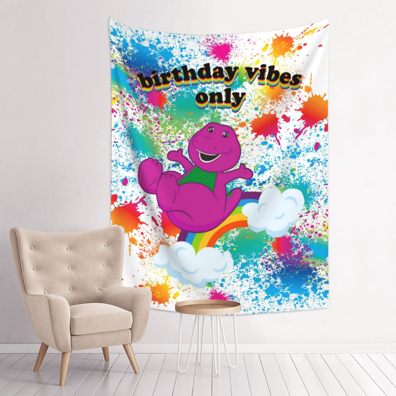 Barney And Friend Wall Art Cartoon Tapestry Hanging In Bedroom Living ...