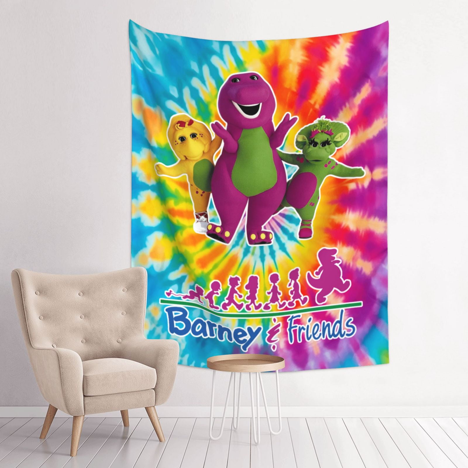 Barney And Friend Wall Art Cartoon Tapestry Hanging In Bedroom Living ...