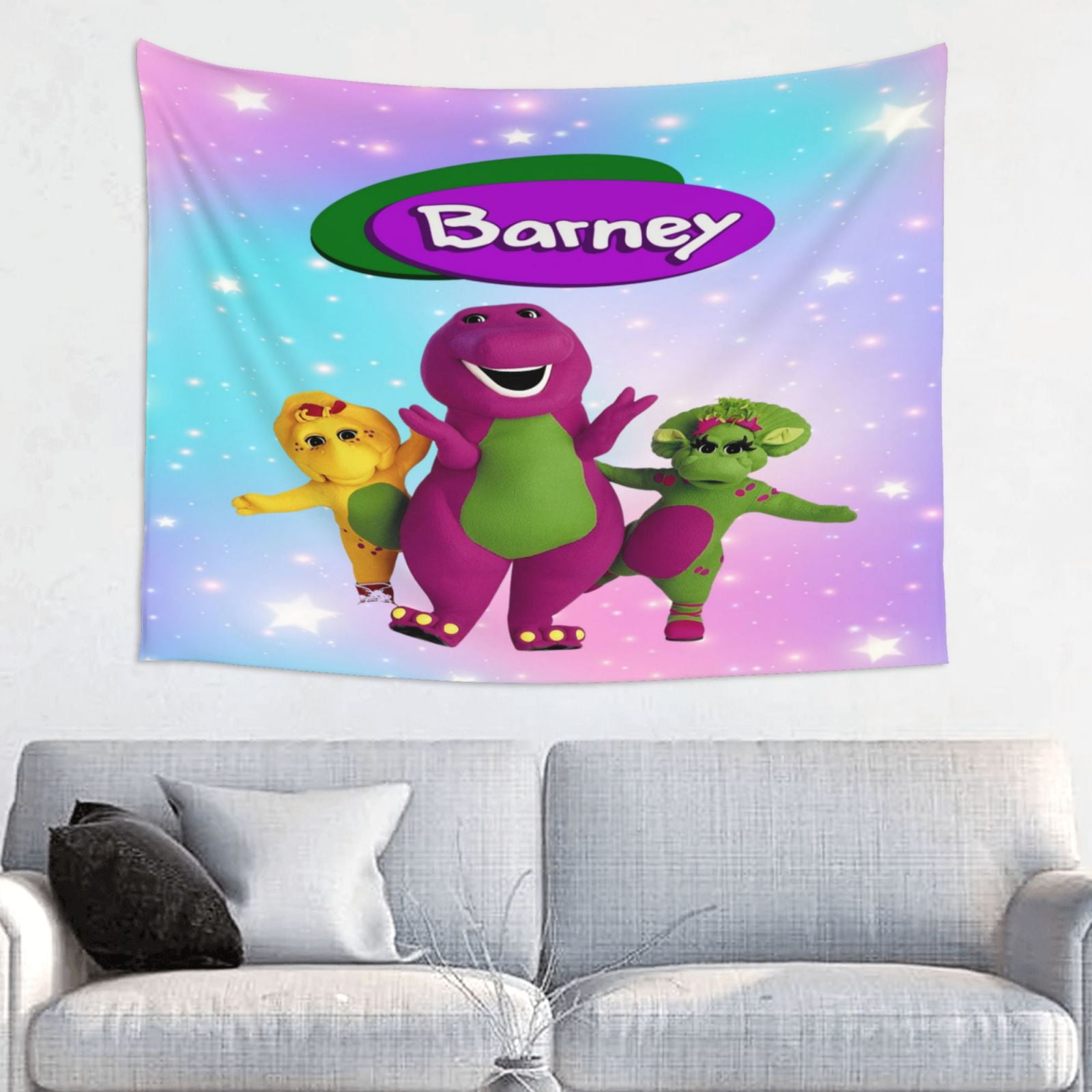 Barney And Friend Wall Art Cartoon Tapestry Hanging In Bedroom Living ...