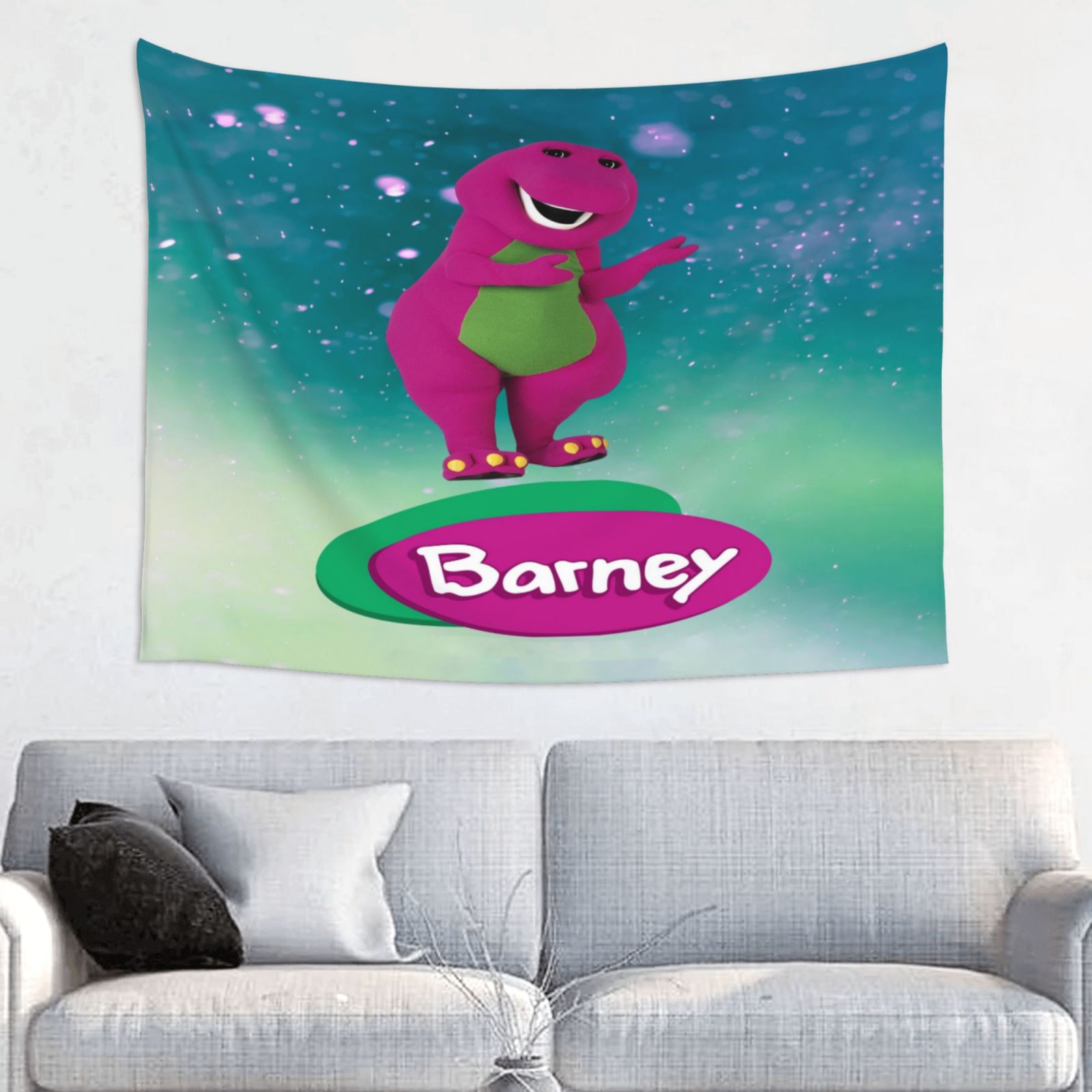 Barney And Friend Wall Art Cartoon Tapestry Hanging In Bedroom Living ...