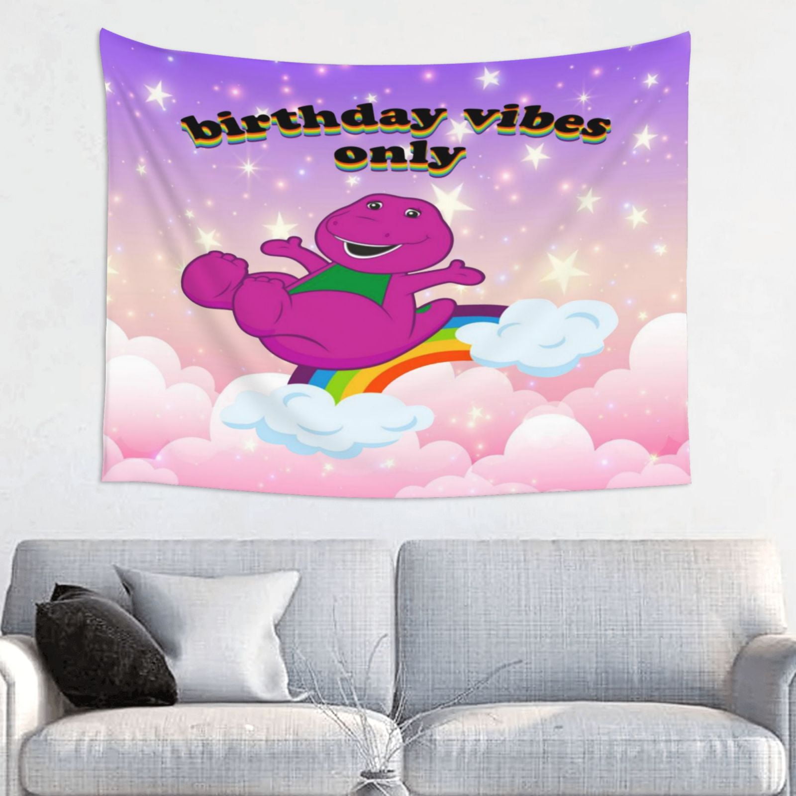 Barney And Friend Wall Art Cartoon Tapestry Hanging In Bedroom Living ...
