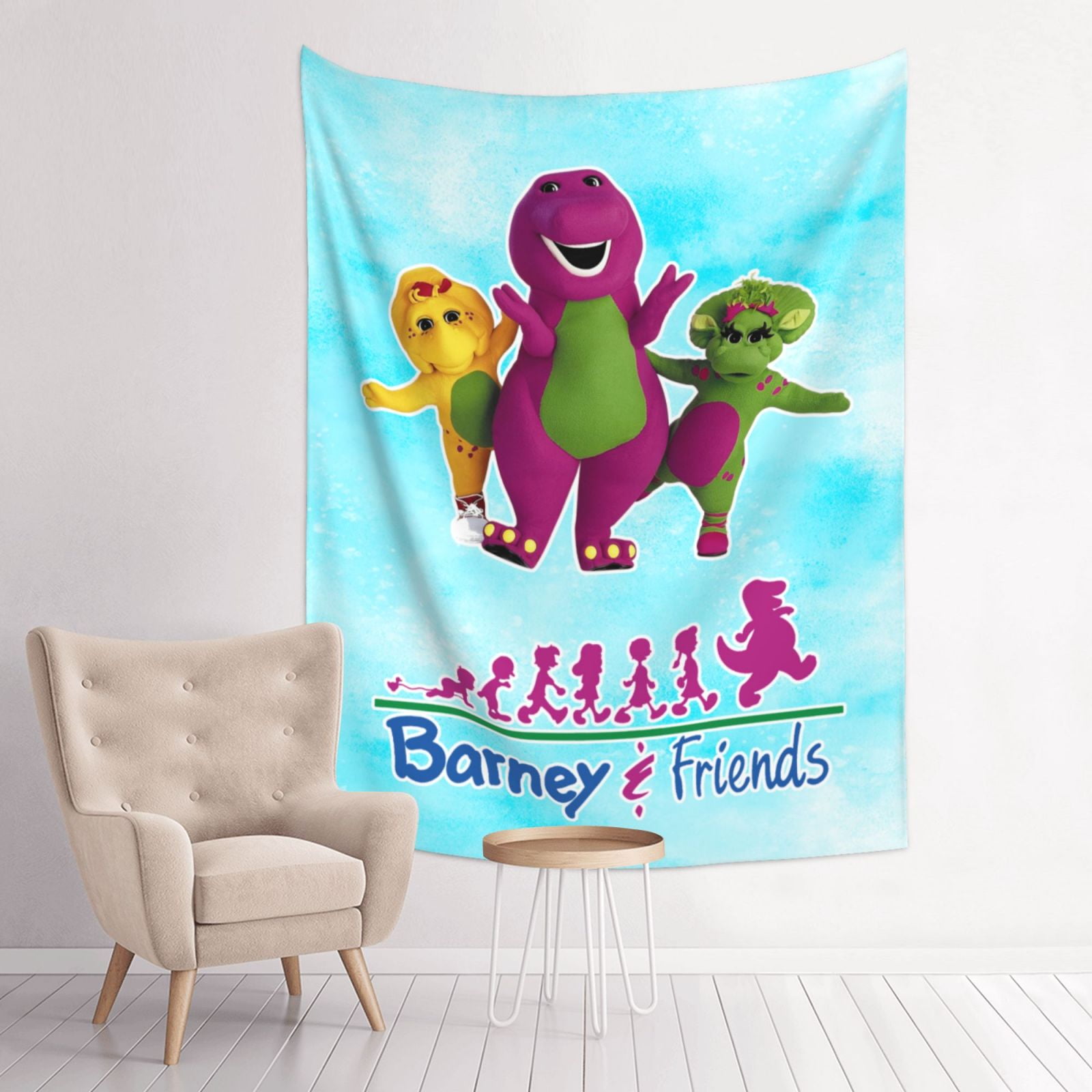 Barney And Friend Wall Art Cartoon Tapestry Hanging In Bedroom Living ...