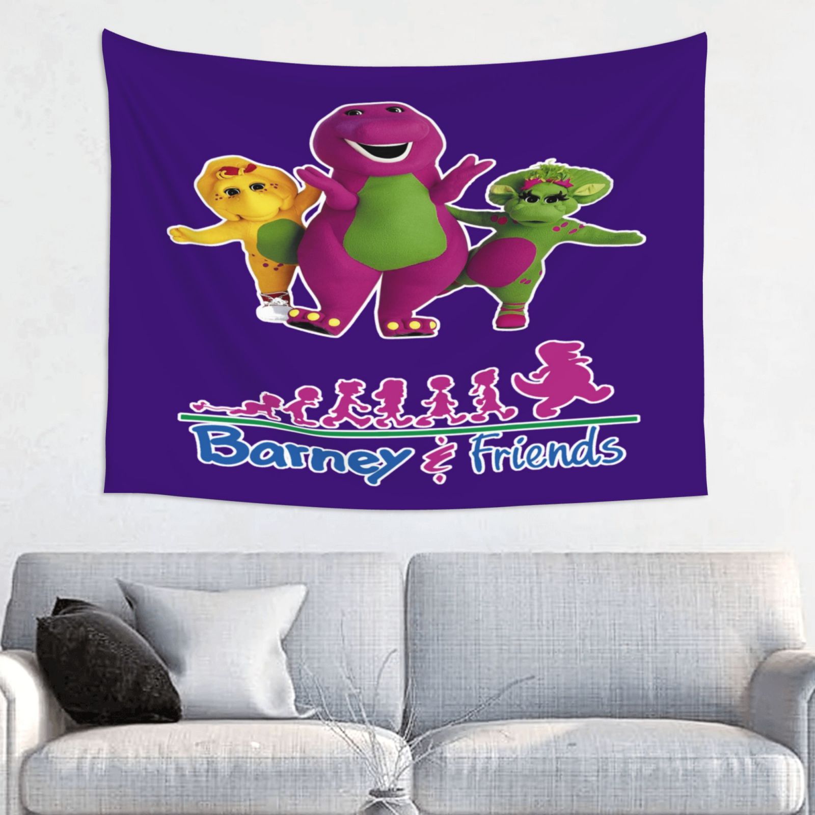 Barney And Friend Wall Art Cartoon Tapestry Hanging In Bedroom Living ...