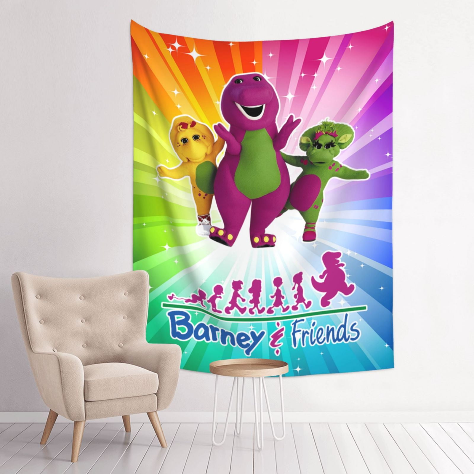 Barney And Friends Wall Art Cartoon Tapestry Hanging In Bedroom Living ...