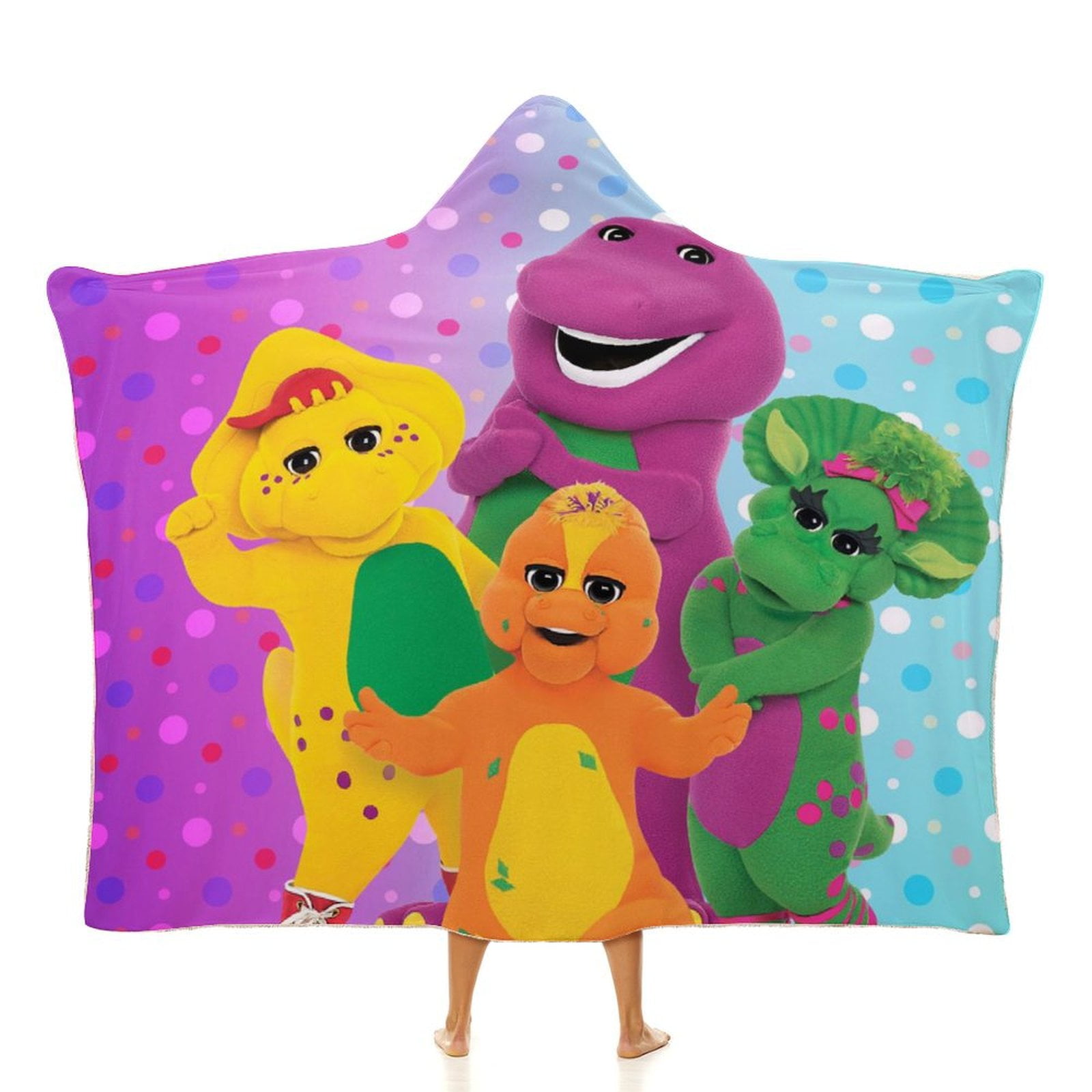 Barney And Friends Wearable Blanket Hoodie Throw Blanket Robe Cloak ...
