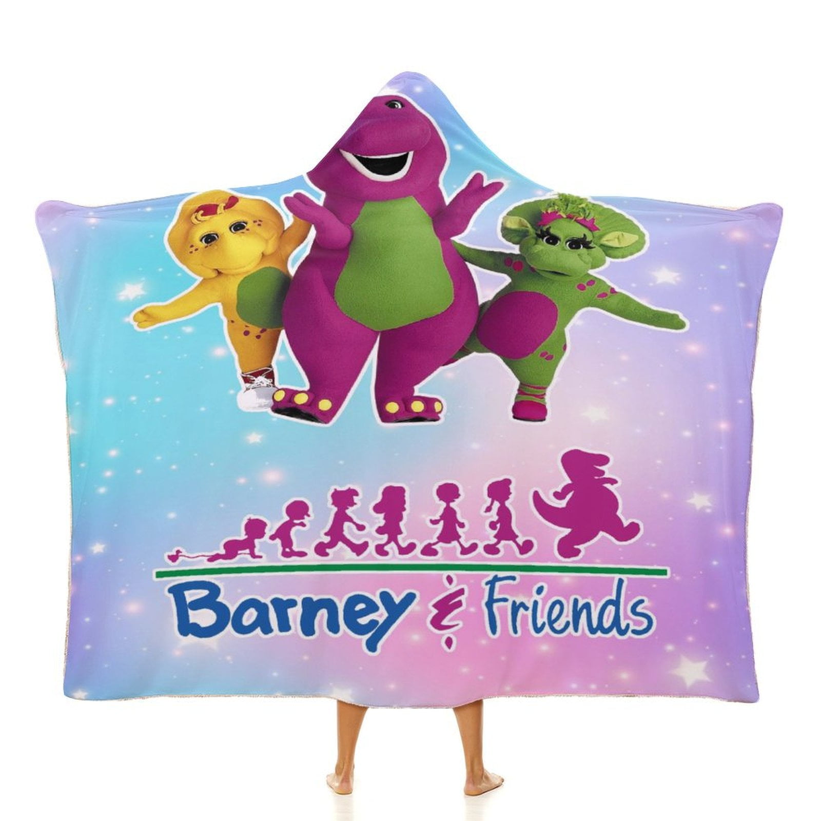 Barney And Friends Wearable Blanket Hoodie Throw Blanket Robe Cloak ...