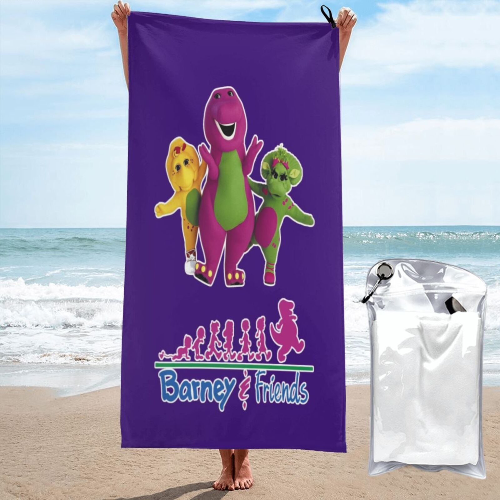 Barney Dinosaur Friends Beach Towel Anti-Sand Beach Towel, Large Bath ...