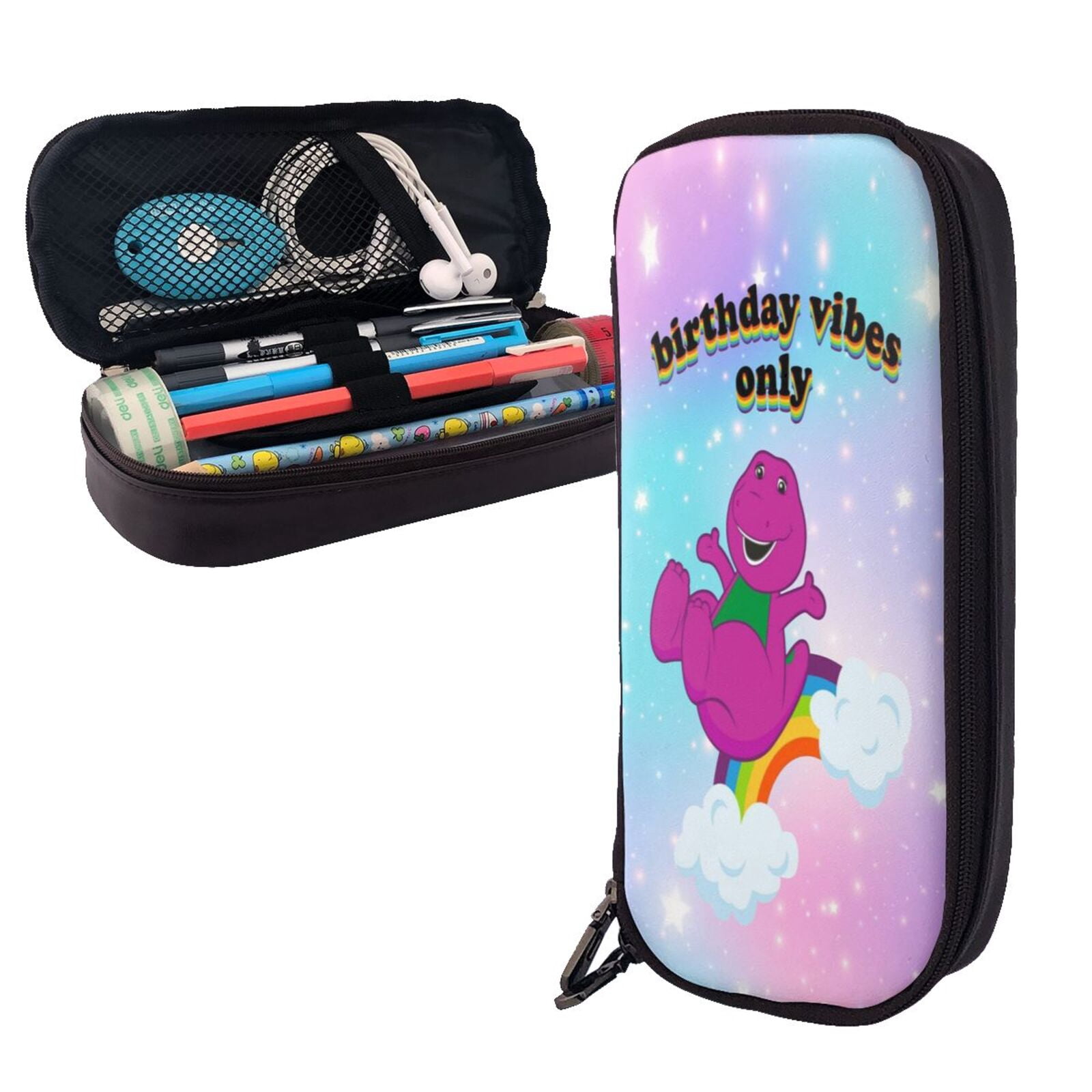 Barney Dinosaur Friends Leather Pencil Case Portable Pen Bag Pouch with ...