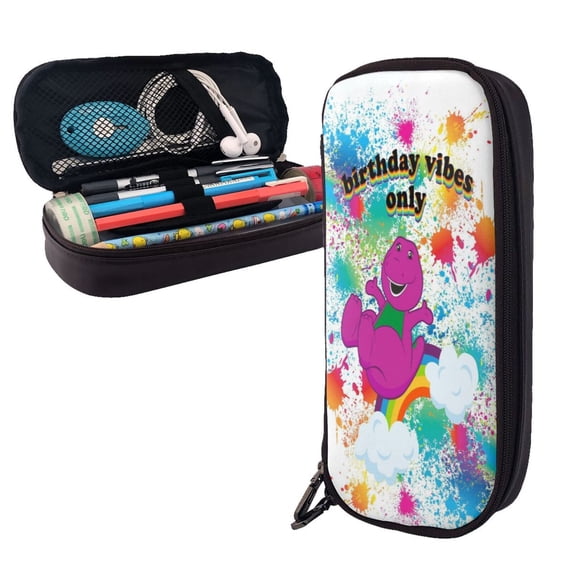 Barney Dinosaur Friends Leather Pencil Case Portable Pen Bag Pouch with ...