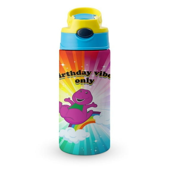 Barney Dinosaur Friends Water Bottle with Straw Lid Vacuum Insulated ...