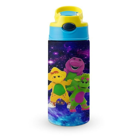 Barney Dinosaur Friends Water Bottle with Straw Lid Vacuum Insulated ...