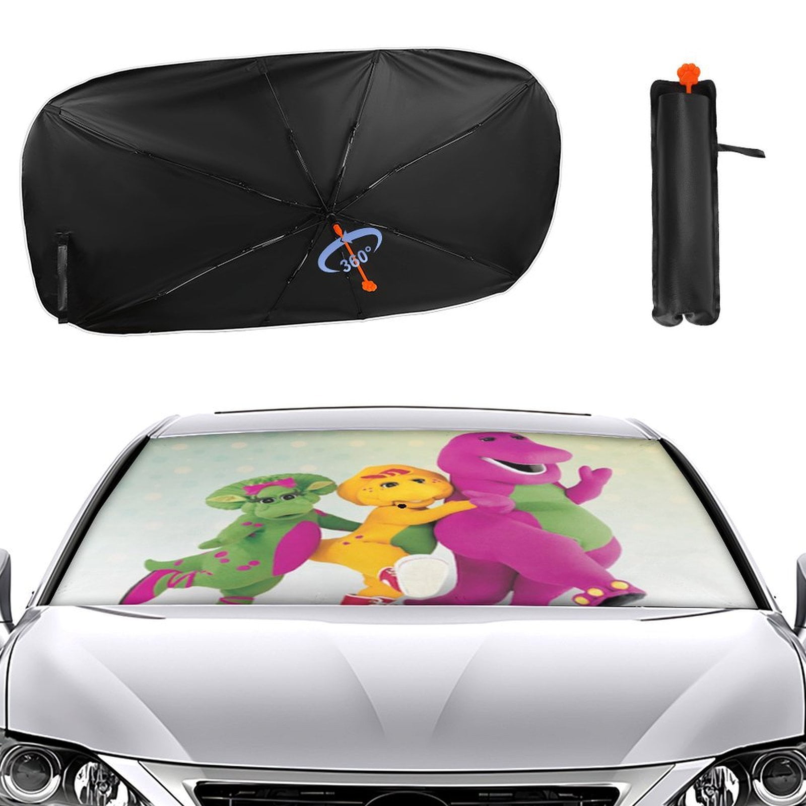 Barney & Friends Car Sunshade Umbrella Foldable Car Windshield Sun ...