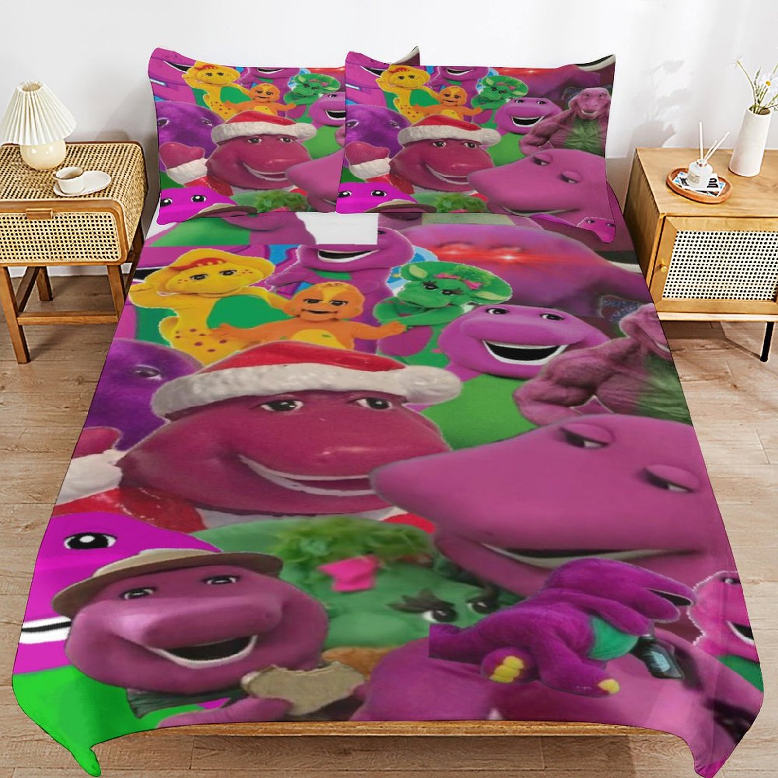 Barney And Friends Duvet Cover Set Cartoon Print Bedding Set 3pcs for ...