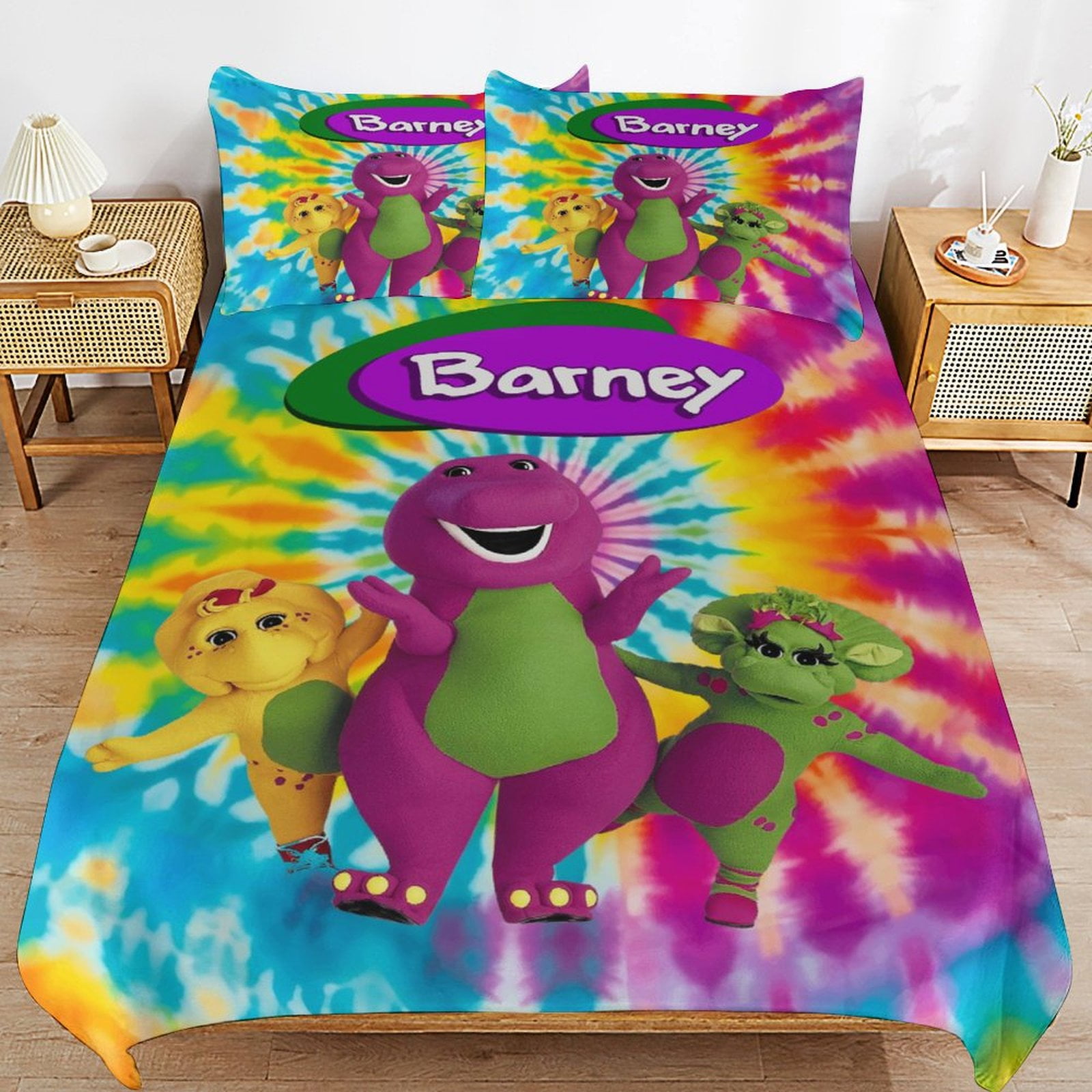 Barney And Friends Duvet Cover Set Cartoon Print Bedding Set 3pcs for ...