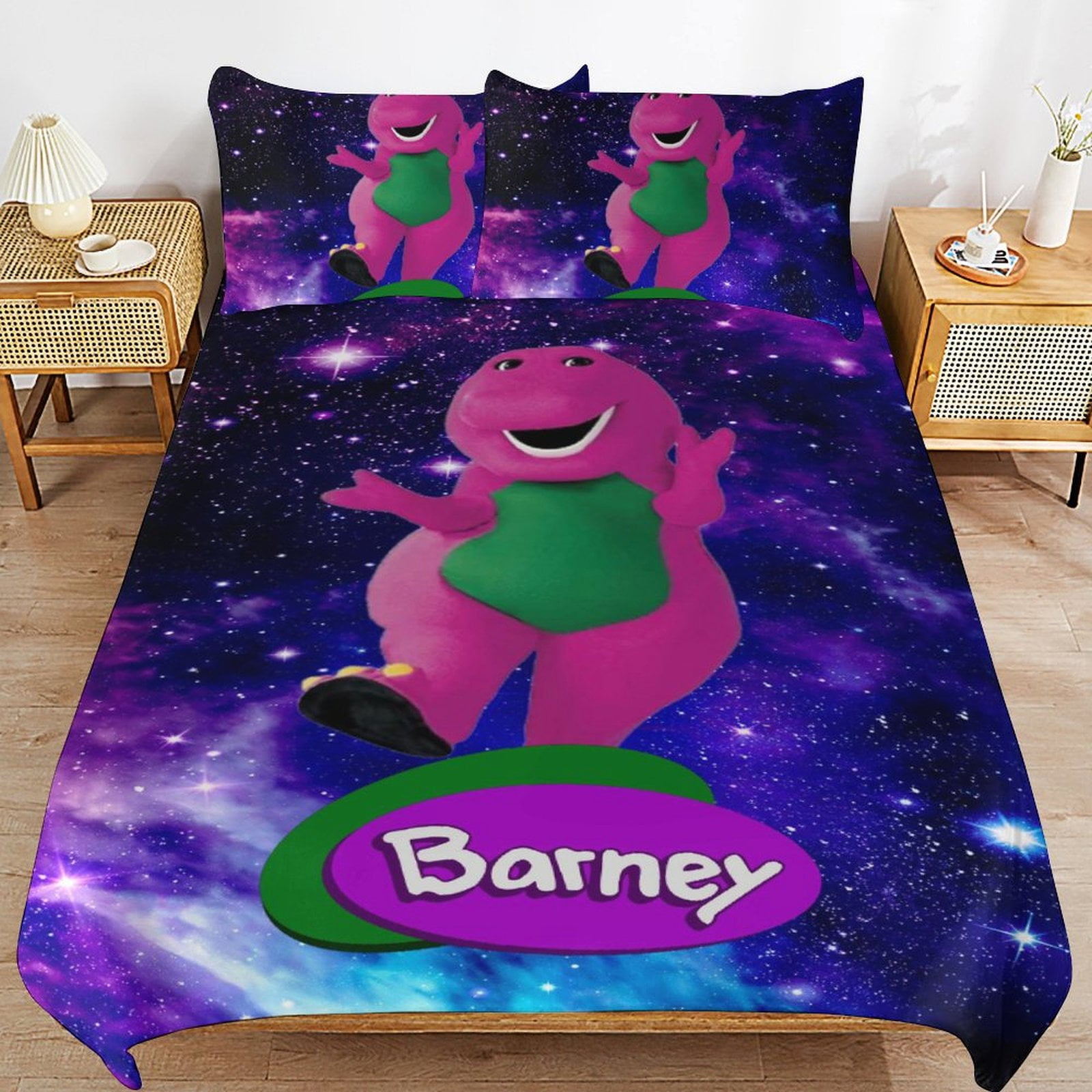 Barney And Friends Duvet Cover Set Cartoon Print Bedding Set 3pcs for ...