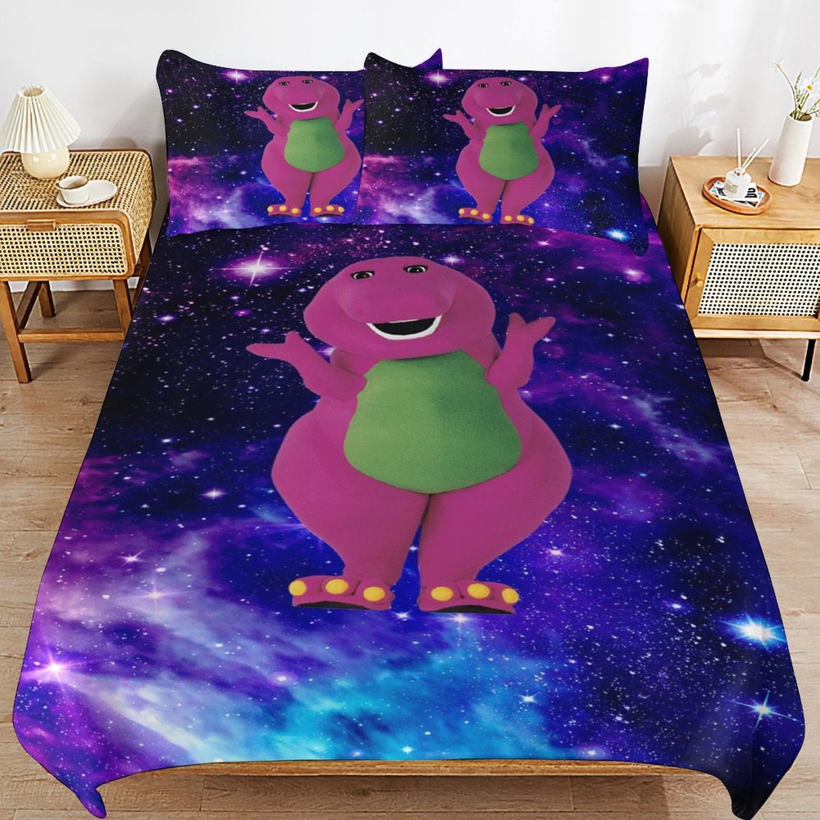 Barney And Friends Duvet Cover Set Cartoon Print Bedding Set 3pcs for ...