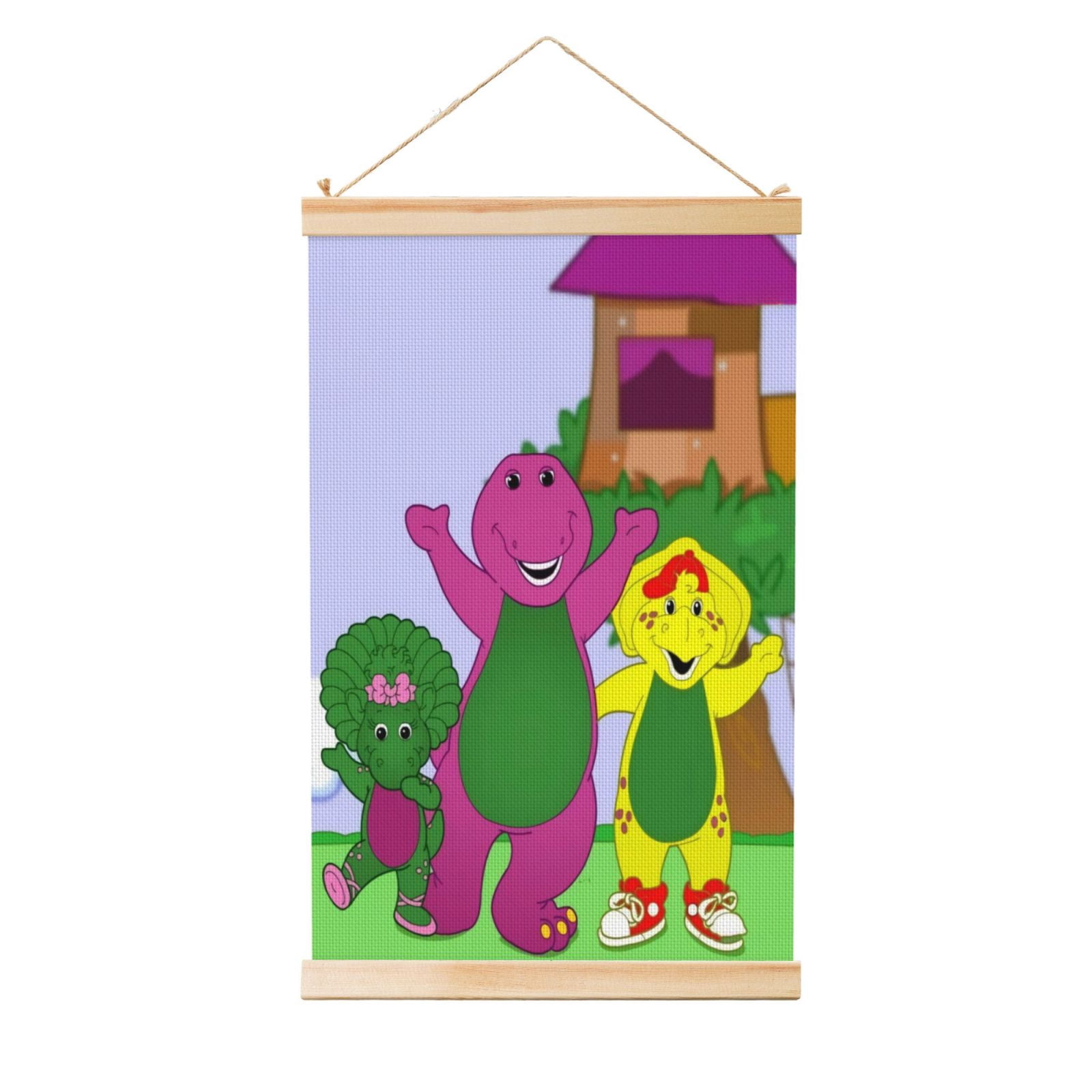 Barney And Friends Poster Canvas Wooden Shaft Hanging Poster Home Decor ...