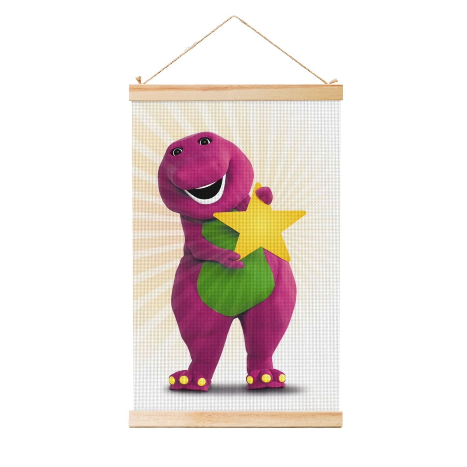 Barney And Friends Poster Canvas Wooden Shaft Hanging Poster Home Decor ...