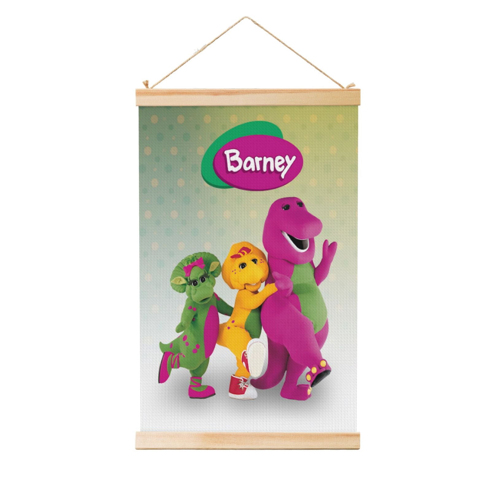 Barney And Friends Poster Canvas Wooden Shaft Hanging Poster Home Decor ...