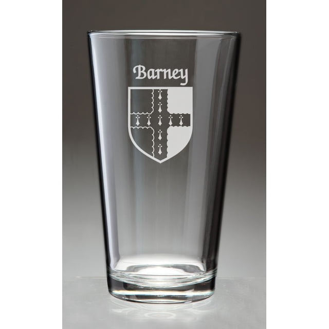 Barney Irish Coat of Arms Pint Glasses - Set of 4 (Sand Etched ...