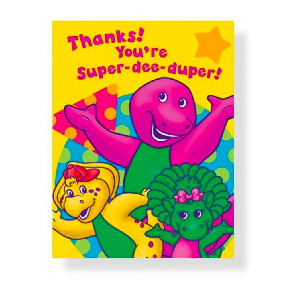 Barney 'Super Dee Duper' Thank You Notes w/ Env. (8ct) - Walmart.com
