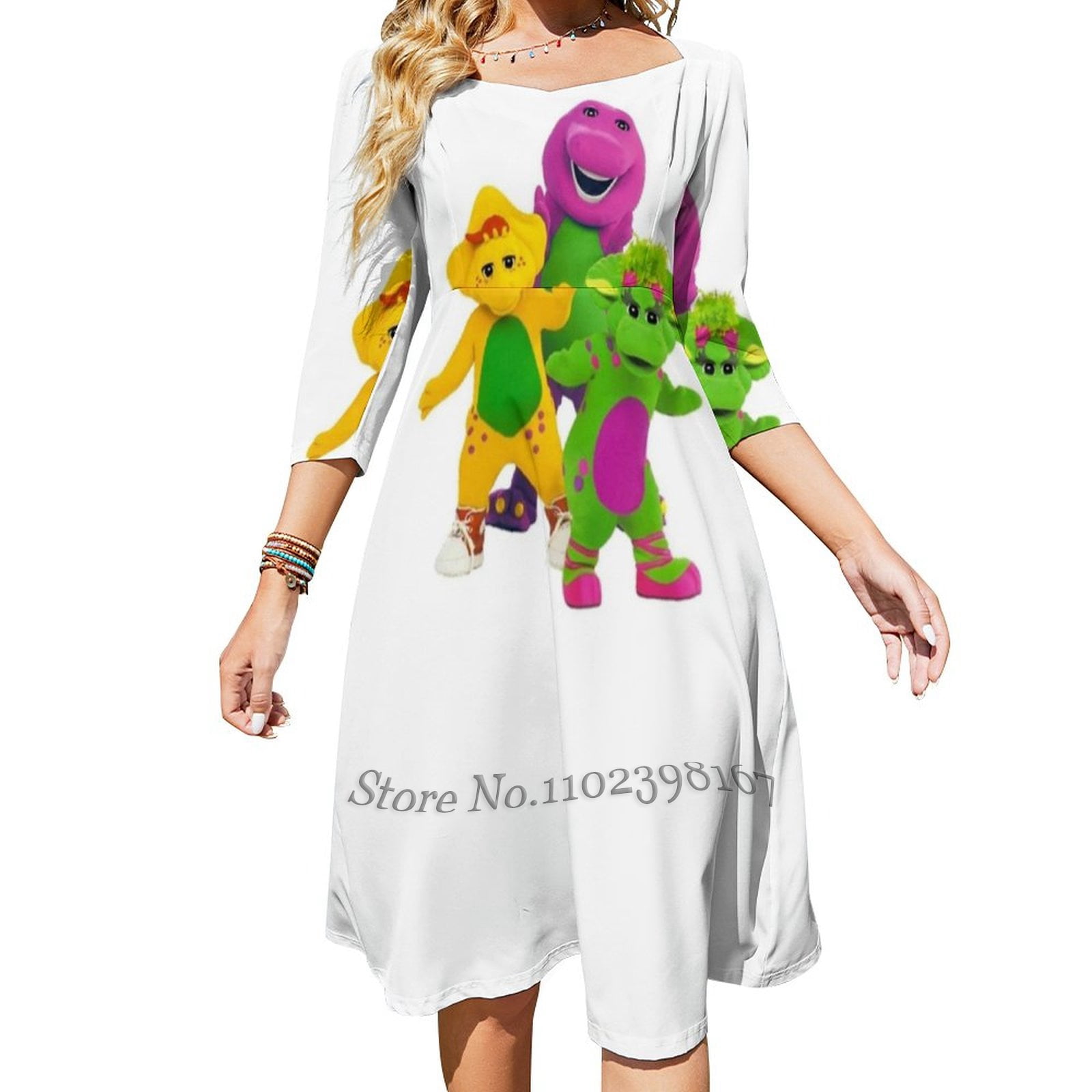 Barney The Dinosaur And Friends Square Neck Dress New Plus Size Elegant ...
