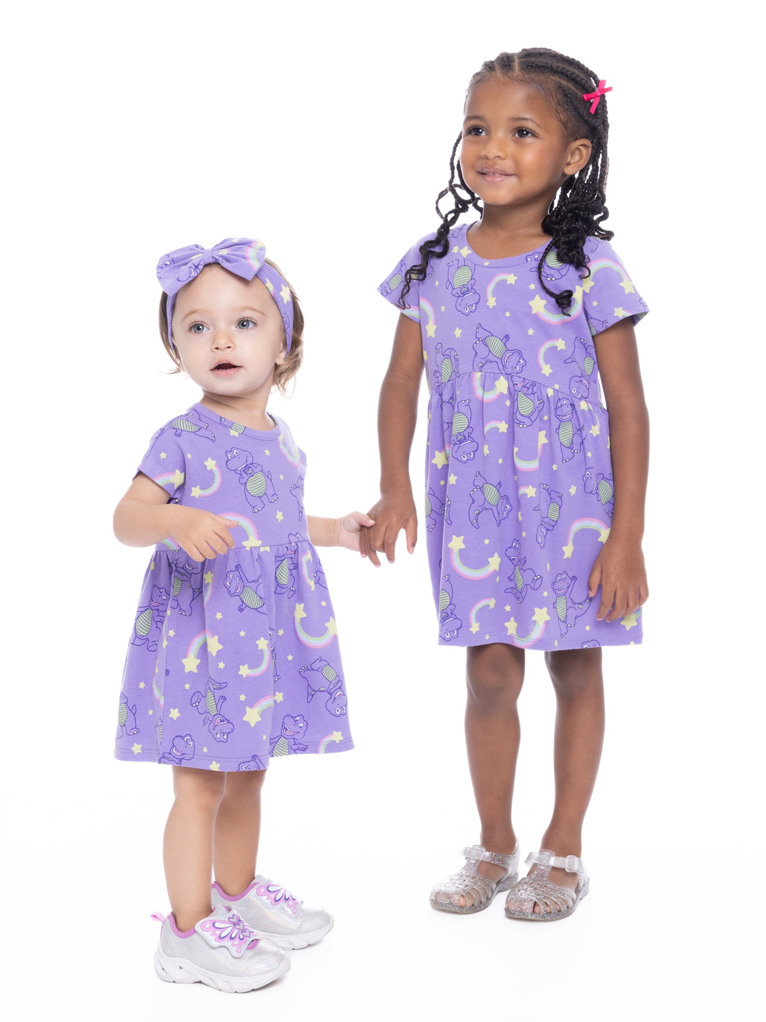 Barney Toddler Girls Skater Dress with Short Sleeves, Sizes 12M-5T ...