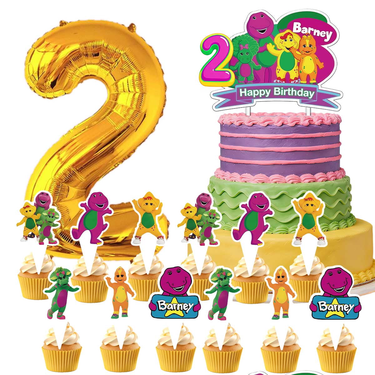 Barney and Friends 2nd Party Supplies Decoration Cake Topper Cupcake ...