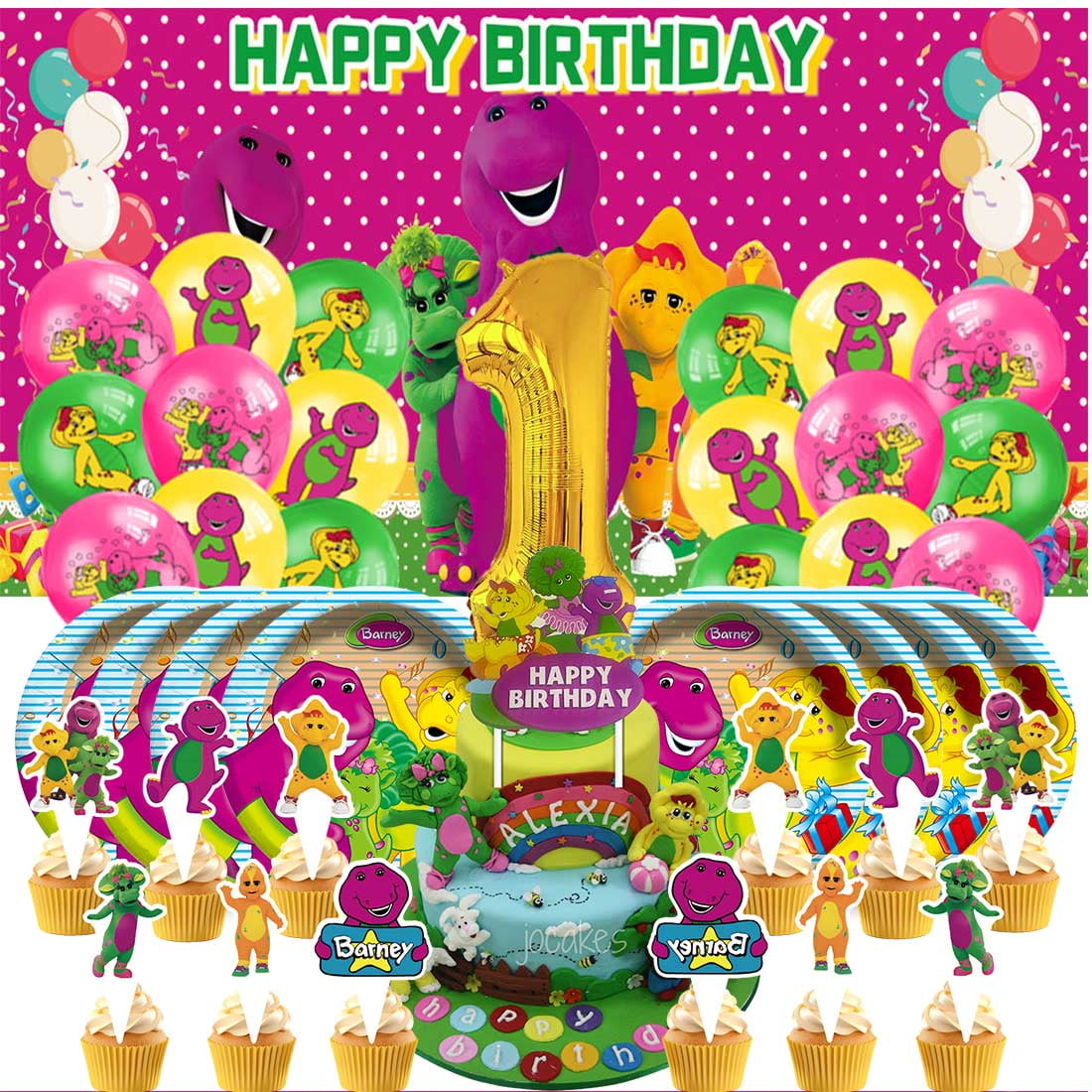 Barney and Friends Balloons Party Supplies 1st Decor Tableware Birthday ...