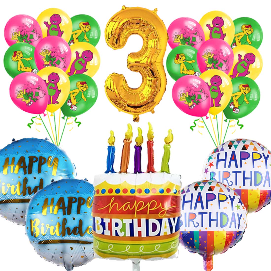 Barney and Friends Balloons Party Supplies 3rd Big Number Decorations ...
