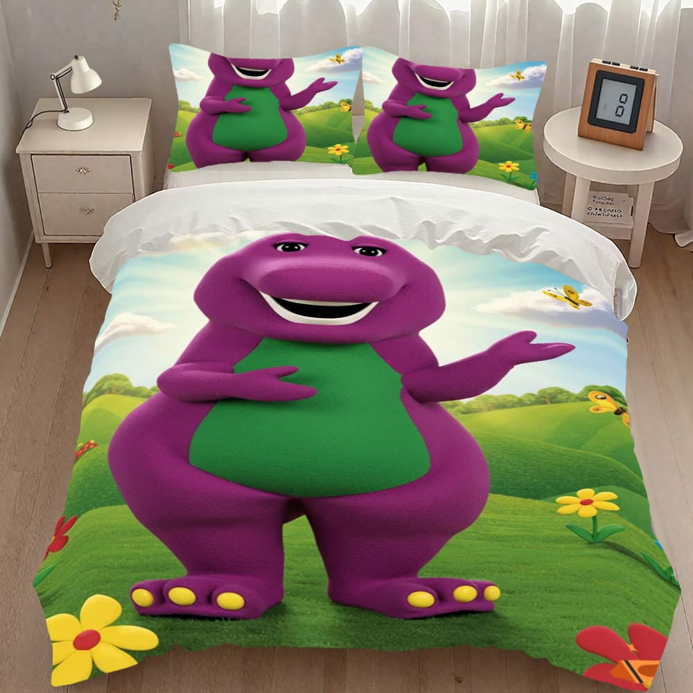 Barney and Friends Bedding Set Kids Sheet Toddler Pillow Christmas Comforter Gifts Girls Child ...