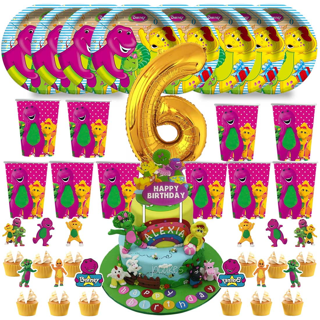 Barney and Friends Birthday 6th Cups Party Supplies Plates Fans ...