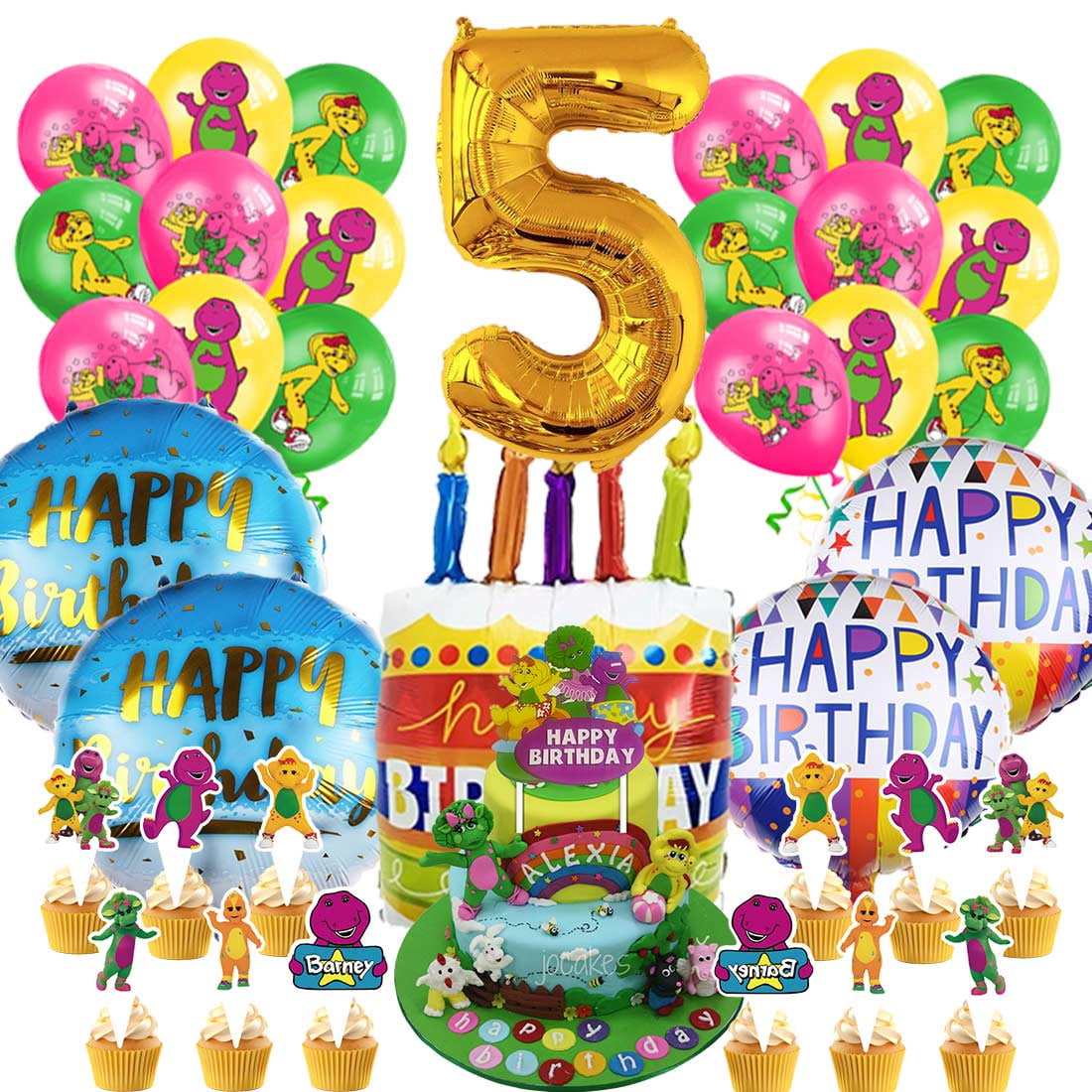 Barney and Friends Party Supplies 5th Decor Kit Balloons Birthday Cake ...