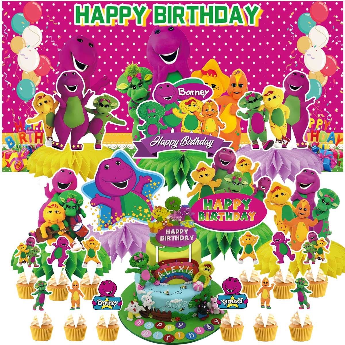 Barney and Friends Party Supplies Honeycomb Centerpieces Table Toppers ...
