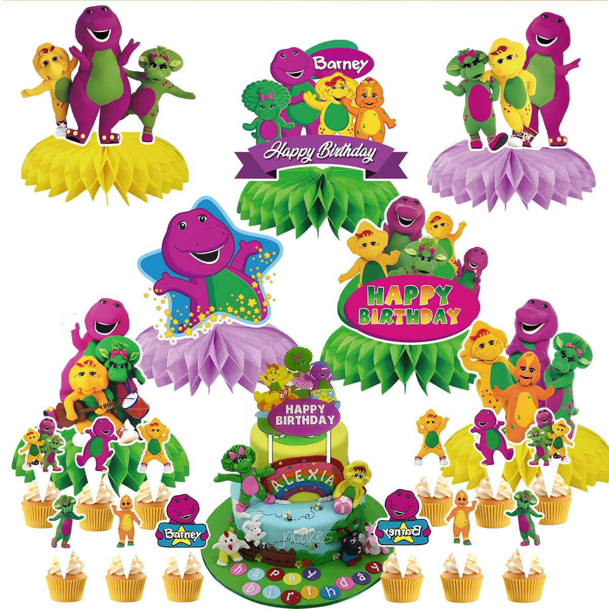 Barney and Friends Party Supplies Honeycomb Centerpieces Table Toppers ...