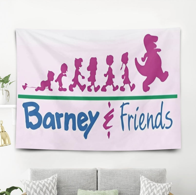 Barney and Friends Pattern Wall Hanging 50*60 Inches High-Quality Peach ...
