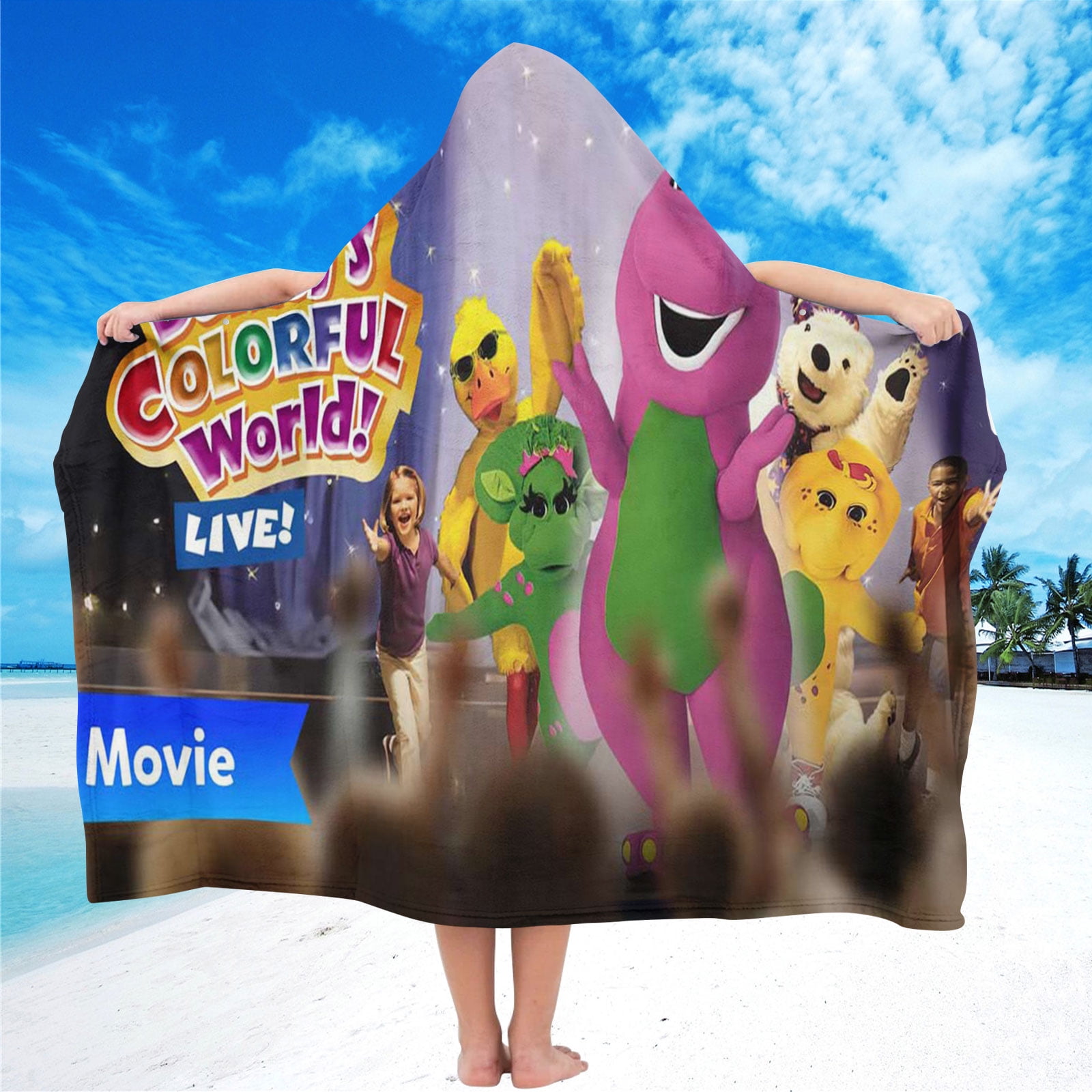 Barney's World Hooded Kids Beach Towels Toddler Microfiber Bath Hat ...