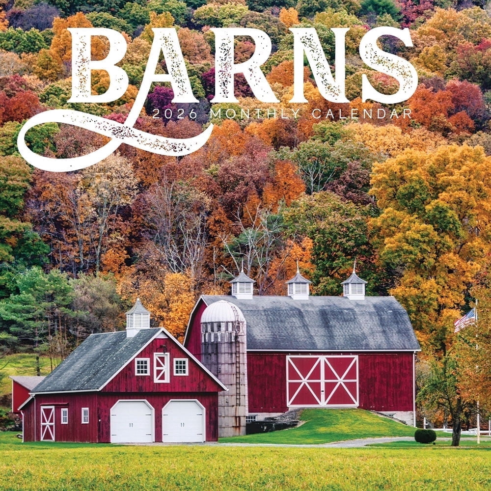 Barns Calendar 2026 | 12" x 24" Countryside Barn Wall Calendar 16 Month ...