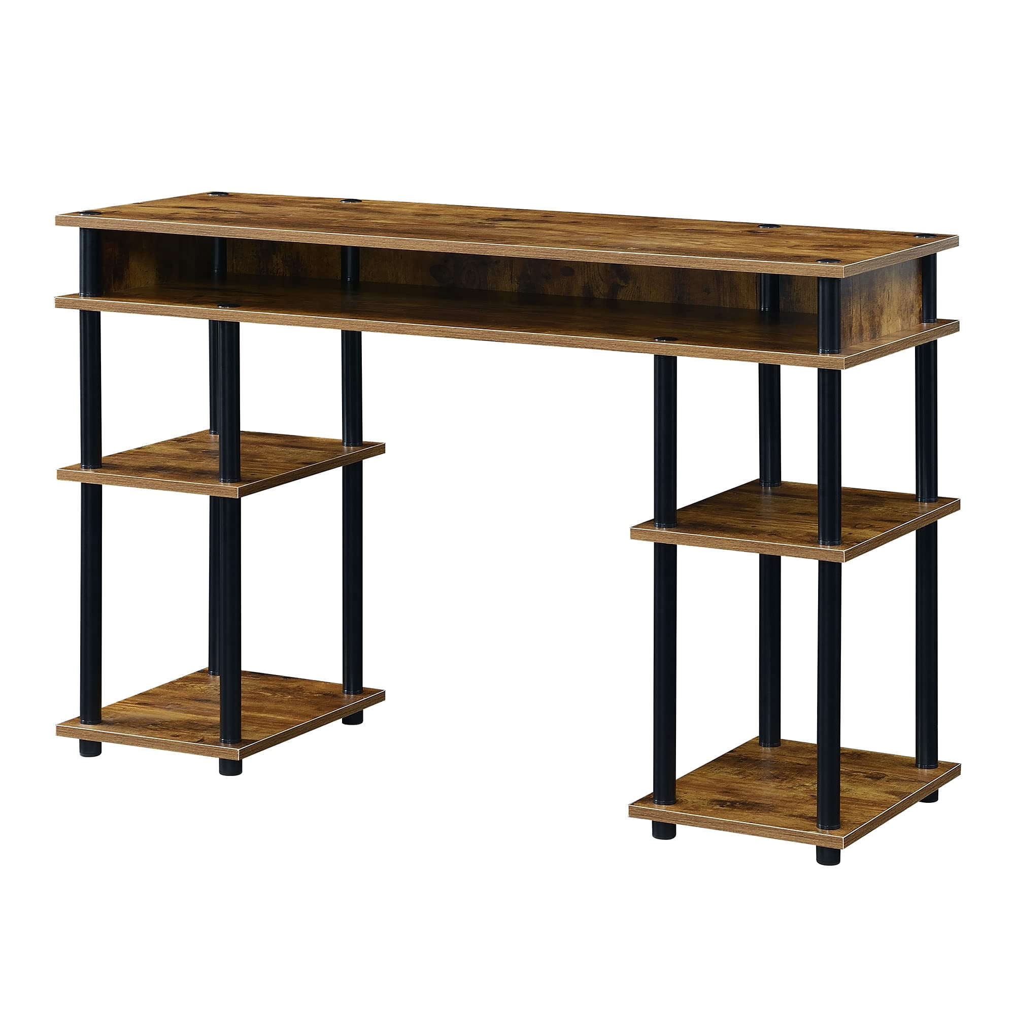 Barnwood/Black No-Tools Home Office Computer Desk With 4 Shelves 47.25L ...