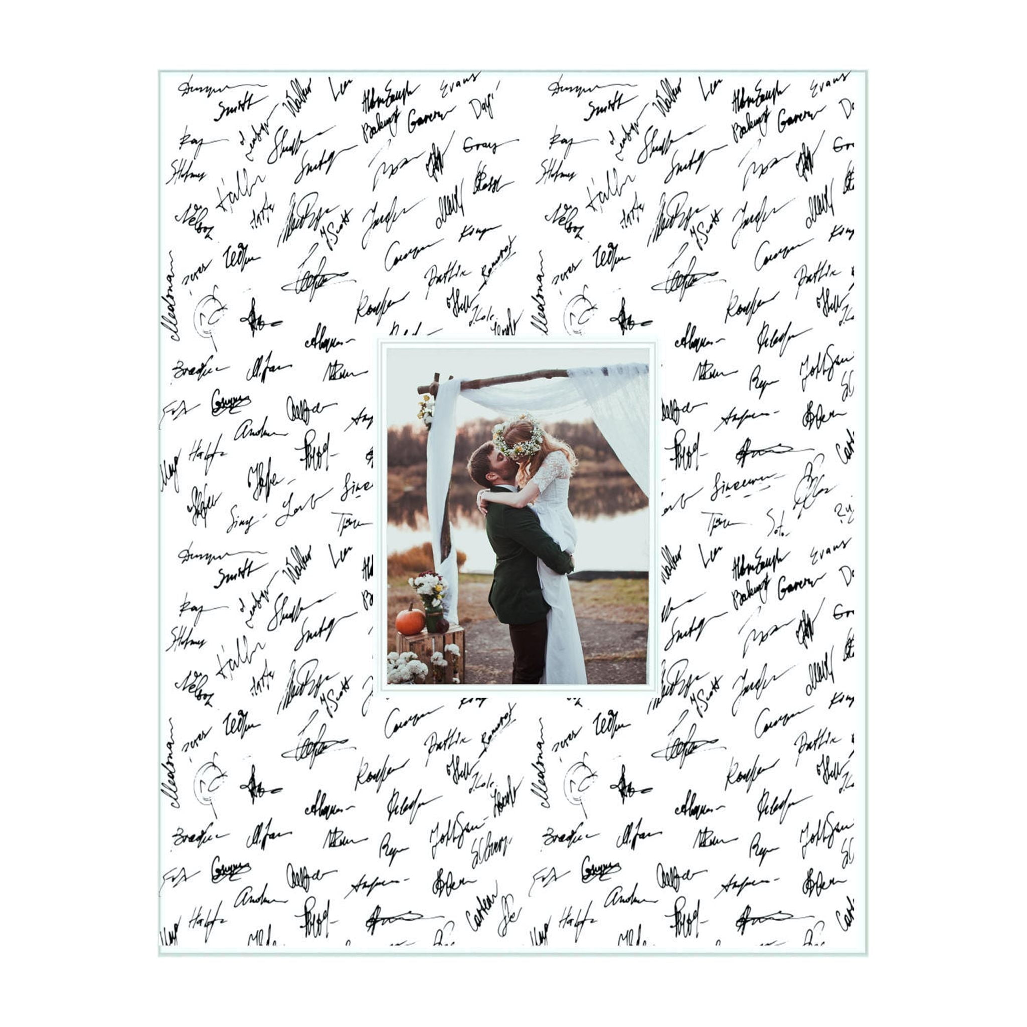 BarnwoodUSA 16" x 20" Wedding Guest Signature Mat, Displays 5x7 Photo ...