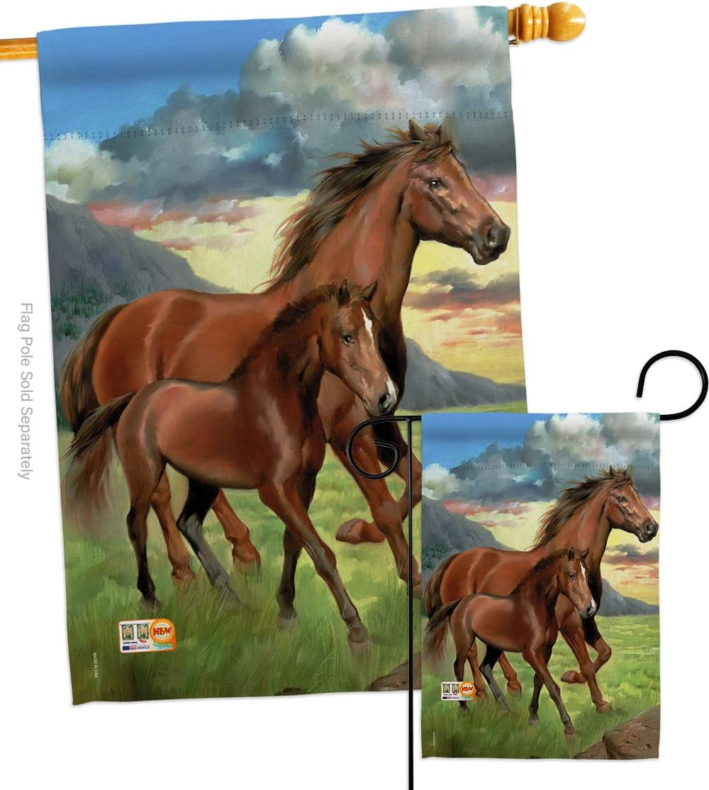 Barnyard Animals Americana Horse Garden House Flags Set Cow Rooster ...