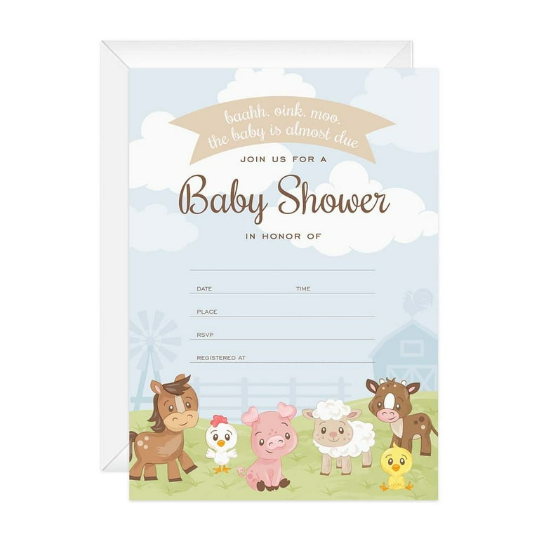 Barnyard Baby Shower Invites For A Girl
